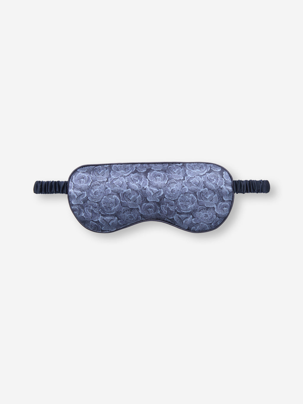 Silk Eye Mask Navy Blue Rose Print