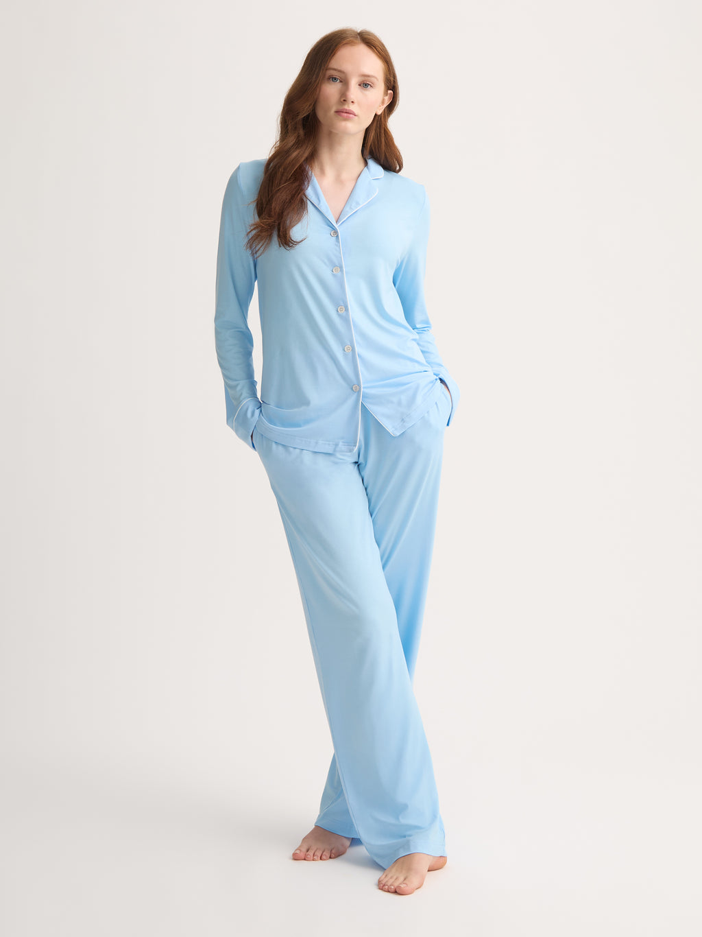 Women's Pajamas Lara Micro Modal Stretch Sky Blue | Derek Rose