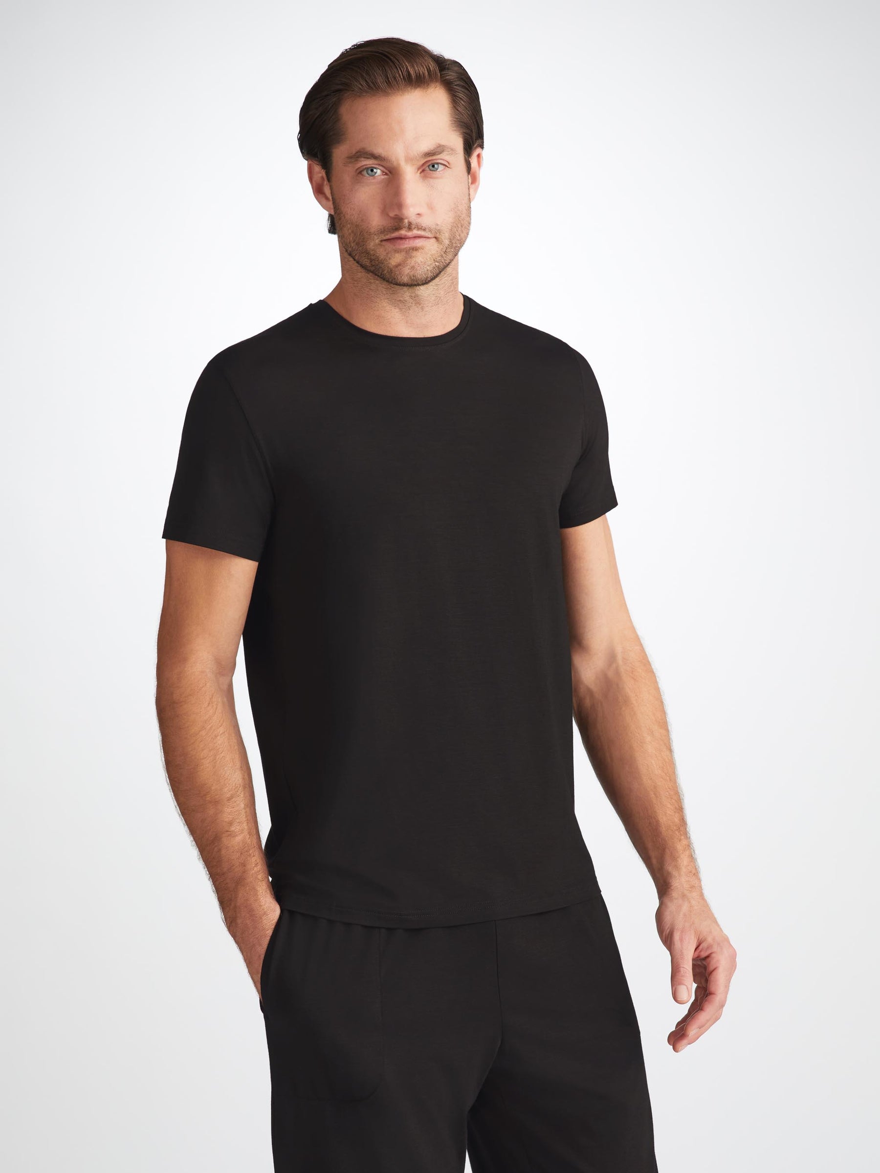 Mens Short T-Shirt Basel Micro Modal Black | Derek Rose