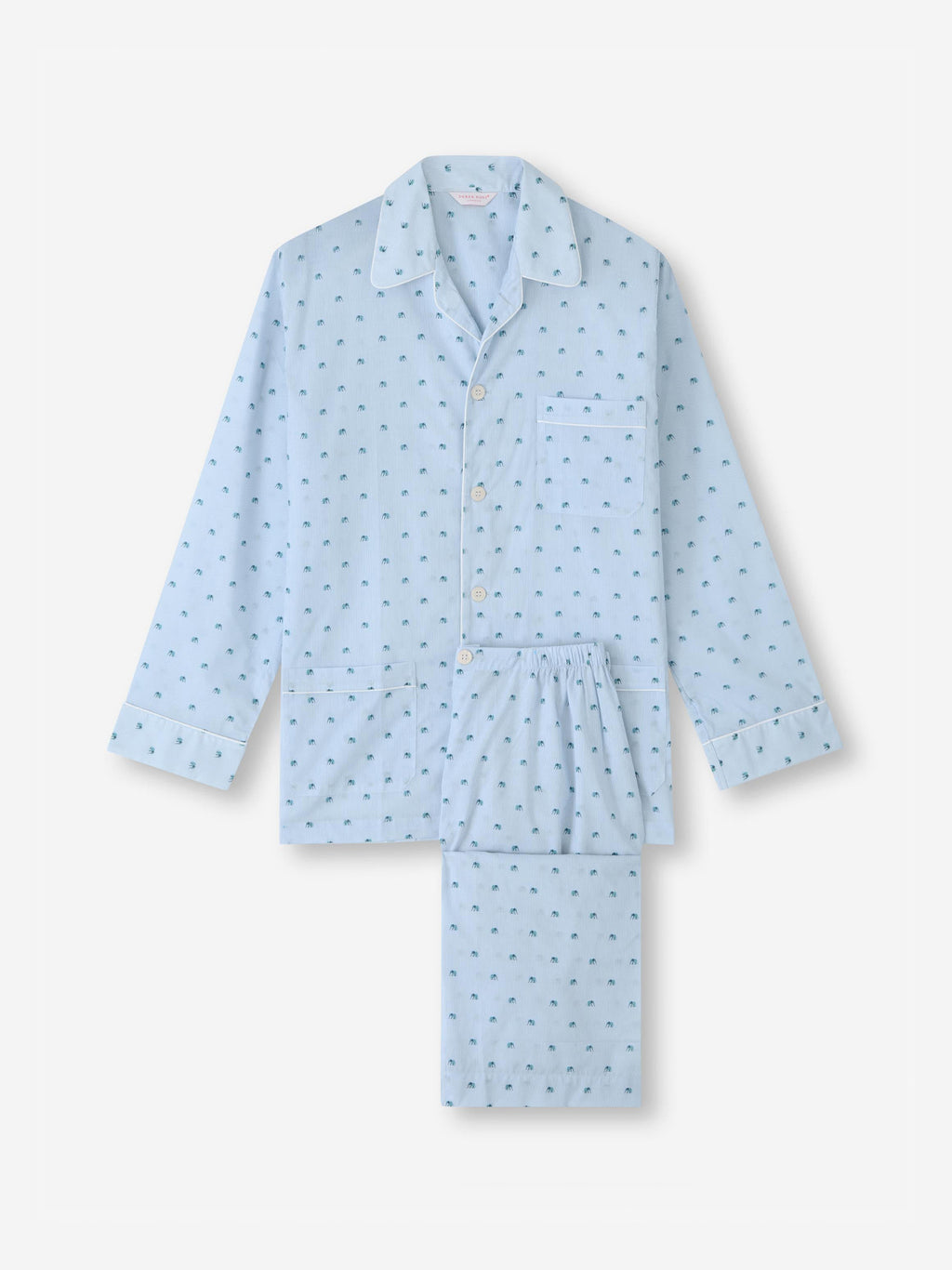 Men's Classic Fit Pyjamas Cotton Batiste Blue Elephant Print