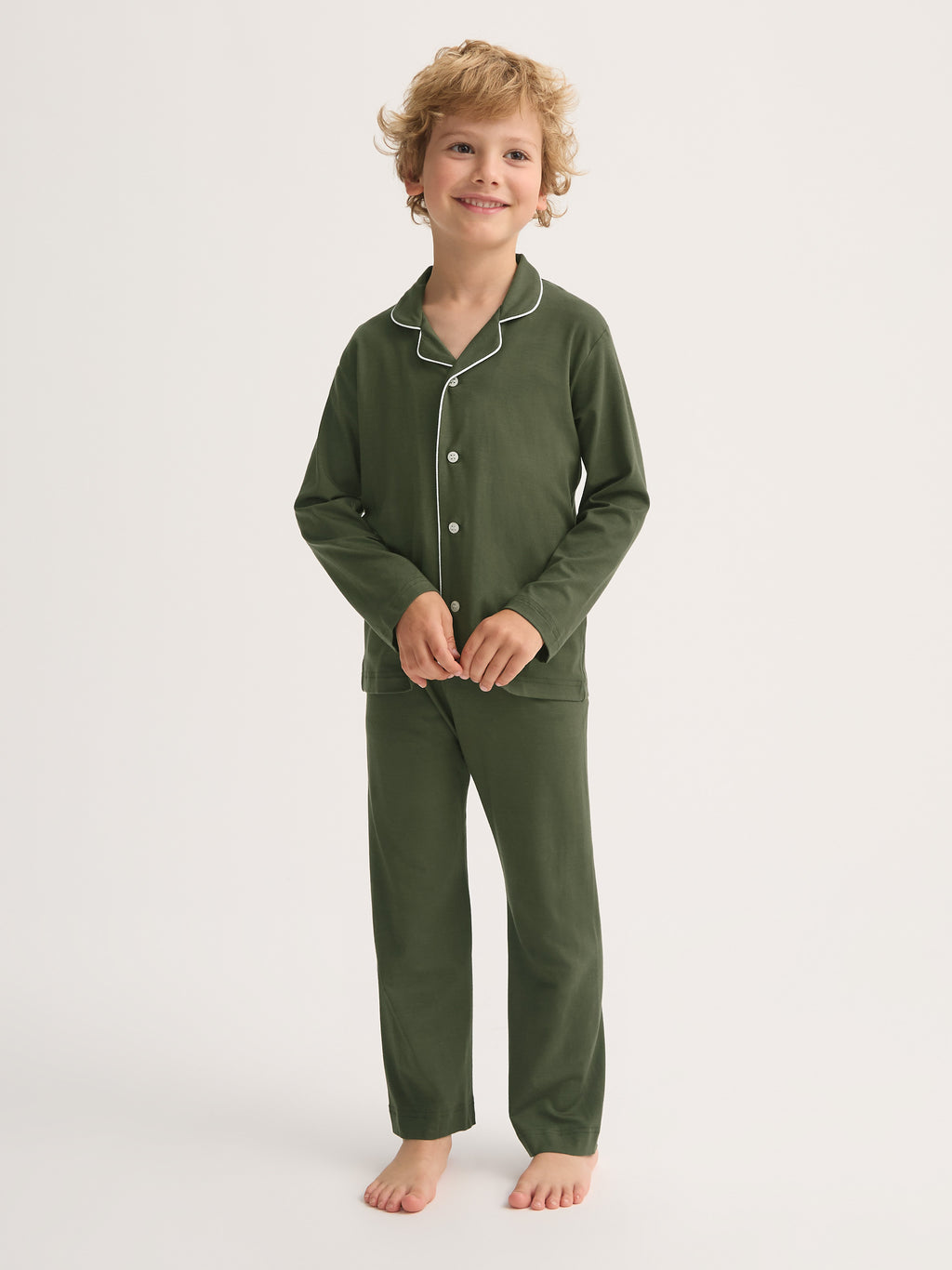 Kids' Pyjamas Basel Micro Modal Stretch Evergreen | Derek Rose