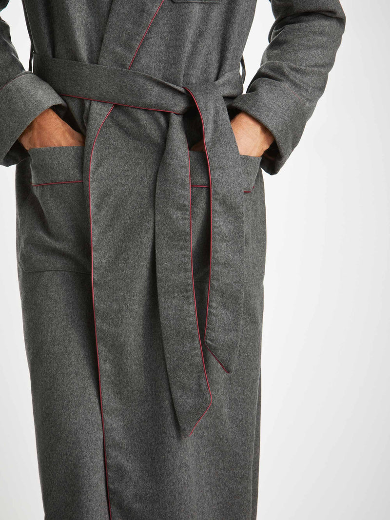 Men's Charcoal Pure Cashmere Robe | Derek Rose