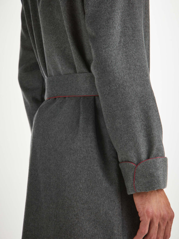 Men's Charcoal Pure Cashmere Robe | Derek Rose