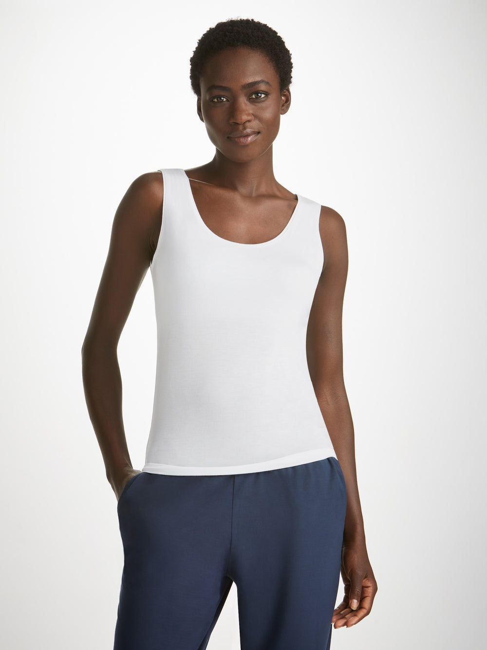 Women's White Micro Modal Stretch Support Vest | Derek Rose