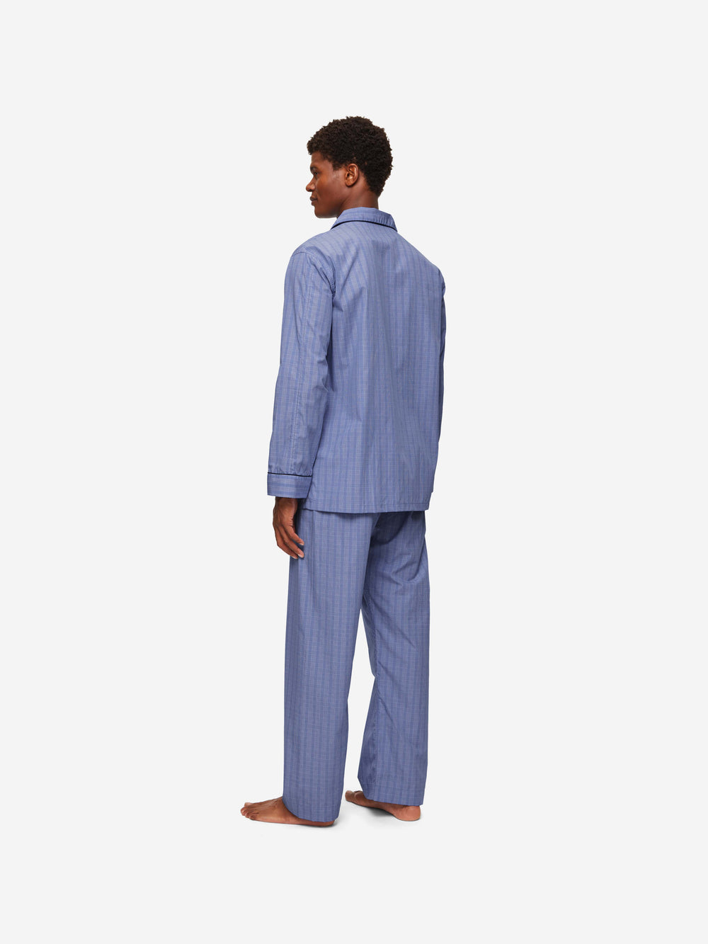 Mens Pyjamas Pure Cotton Check Blue | Derek Rose | Derek Rose