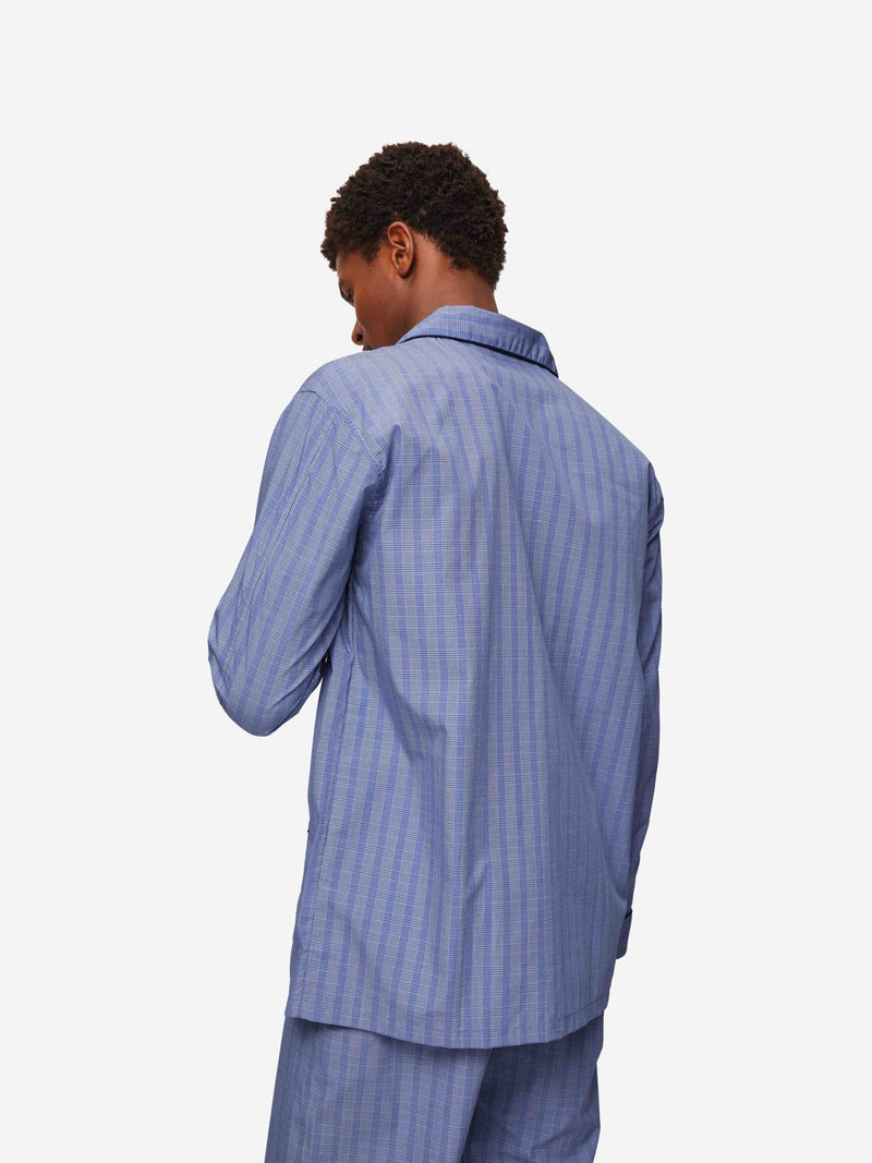 Mens Pyjamas Pure Cotton Check Blue | Derek Rose | Derek Rose