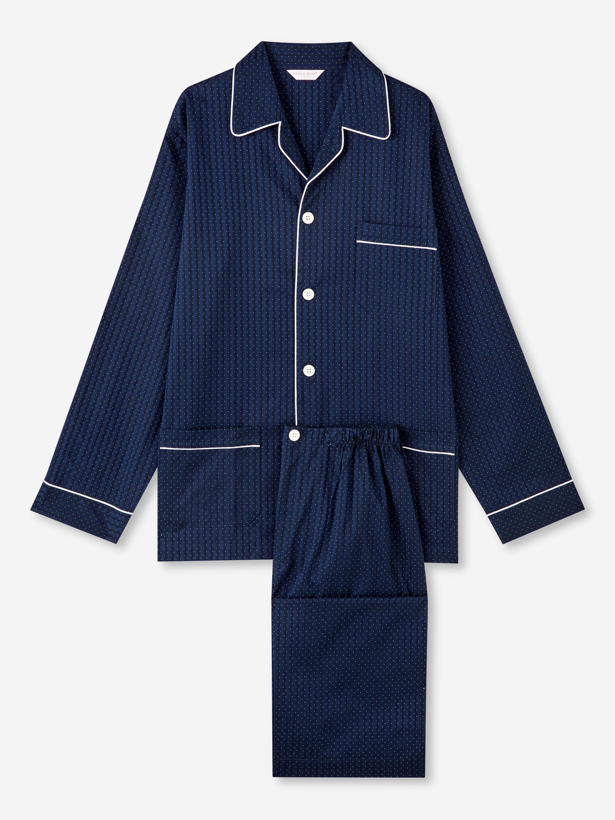 Mens Pyjamas Pure Cotton Royal Dobby Spot | Derek Rose | Derek Rose
