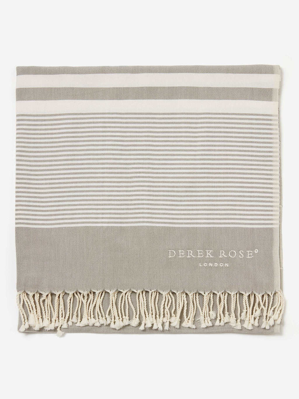 Striped Silver Cotton Hammam Towel | Derek Rose