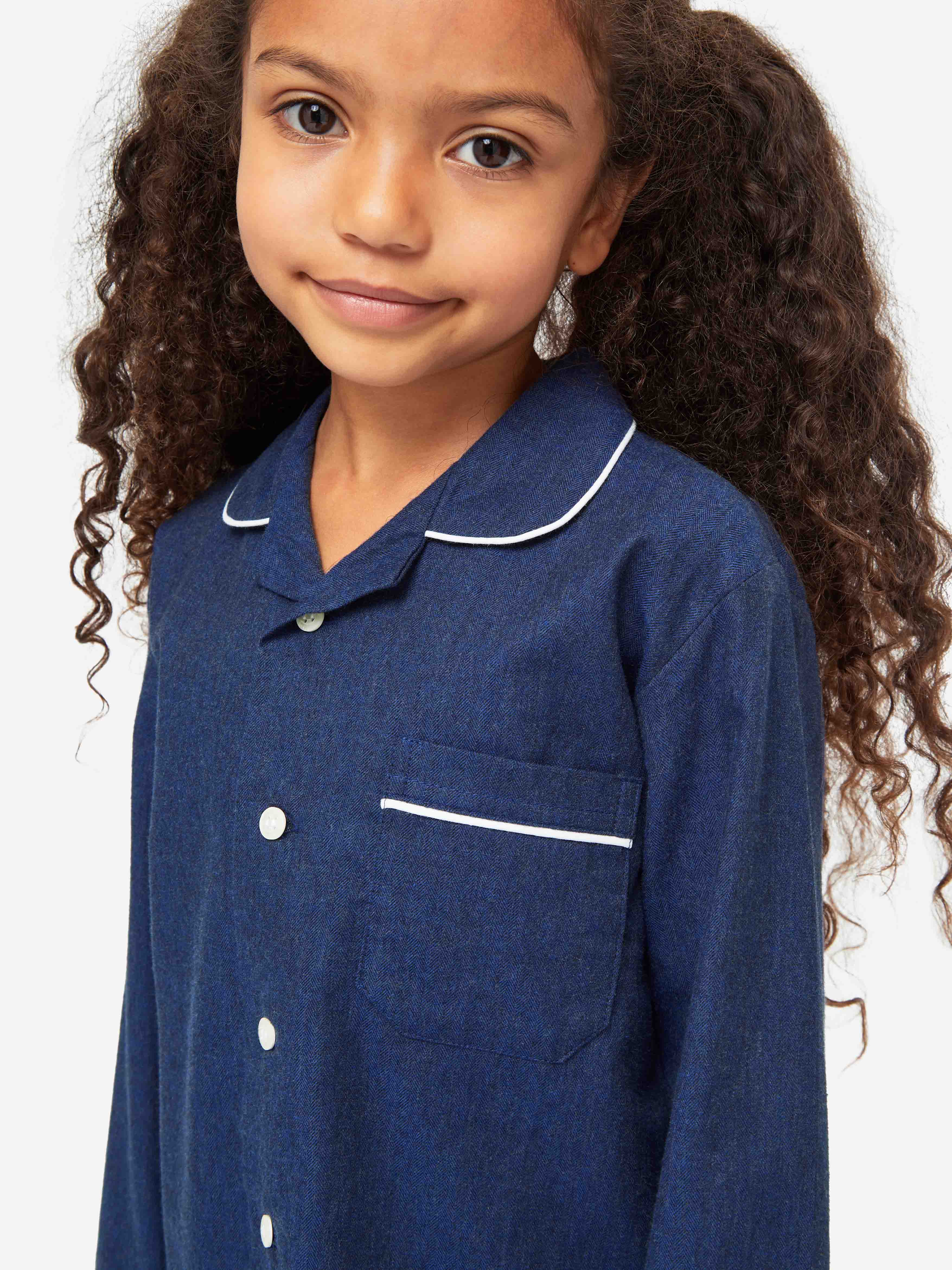 Kids' Pyjamas Balmoral Brushed Cotton Navy | Derek Rose