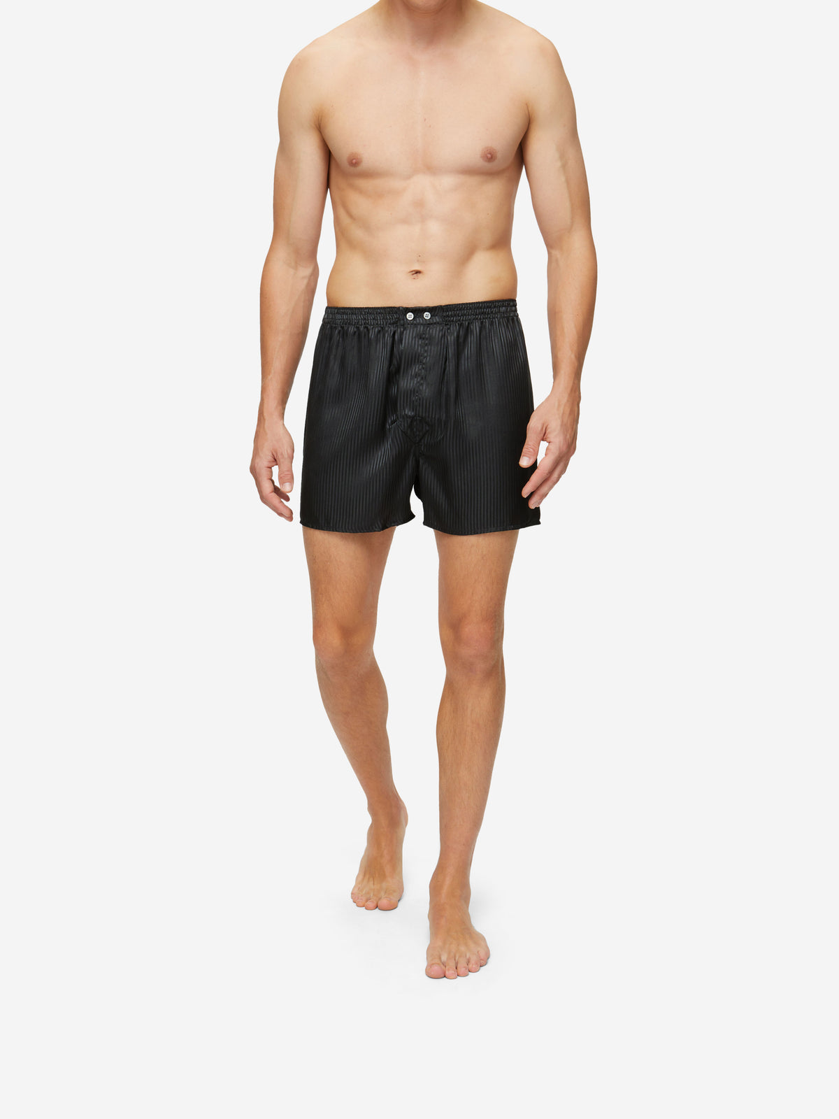 Mens Boxer Shorts Woburn Pure Silk Black | Derek Rose