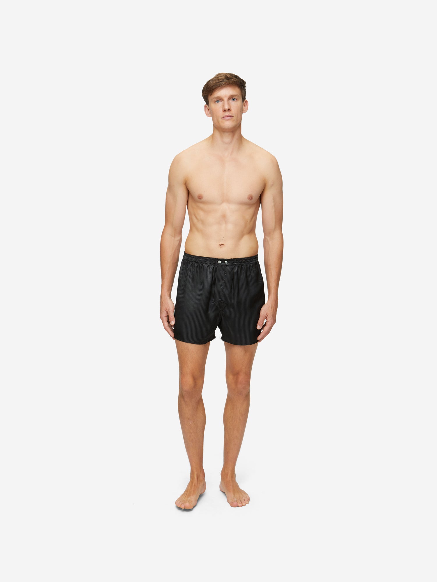 Mens Boxer Shorts Woburn Pure Silk Black | Derek Rose