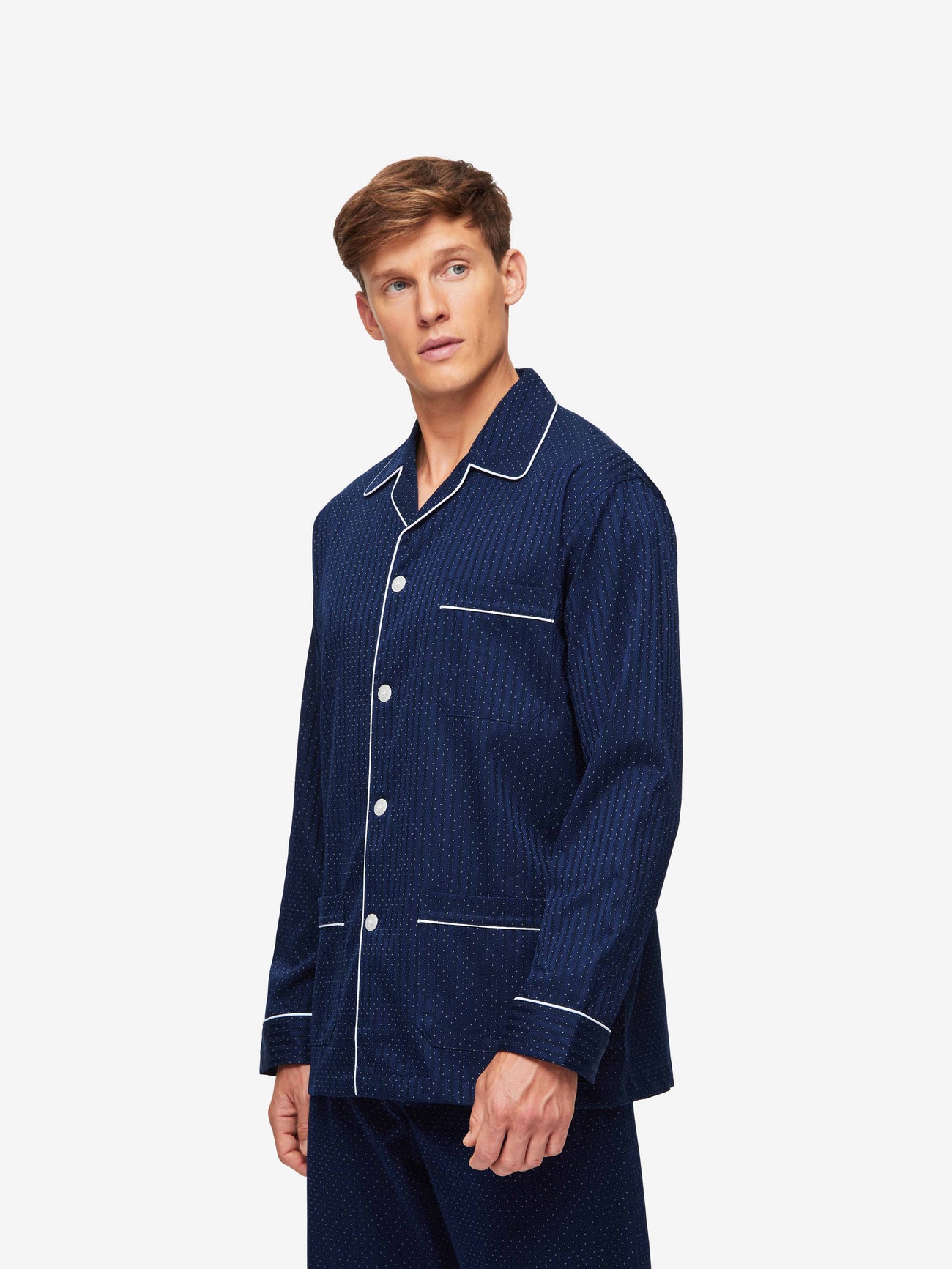 Mens Pyjamas Pure Cotton Royal Dobby Spot | Derek Rose | Derek Rose