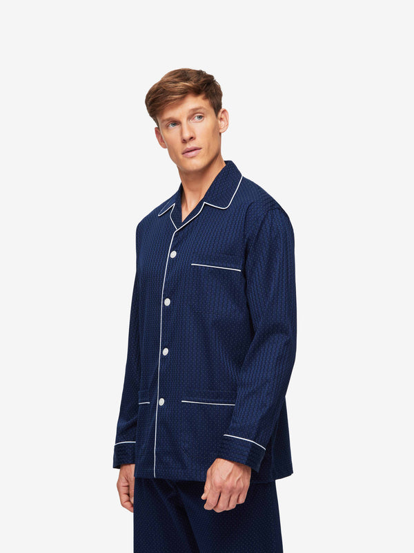 Mens Pyjamas Pure Cotton Royal Dobby Spot | Derek Rose | Derek Rose