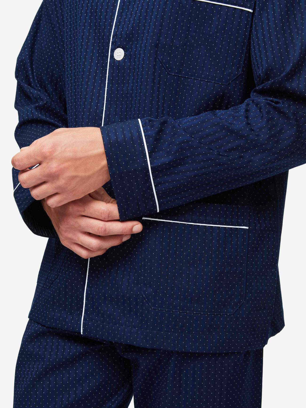 Mens Pyjamas Pure Cotton Royal Dobby Spot | Derek Rose | Derek Rose