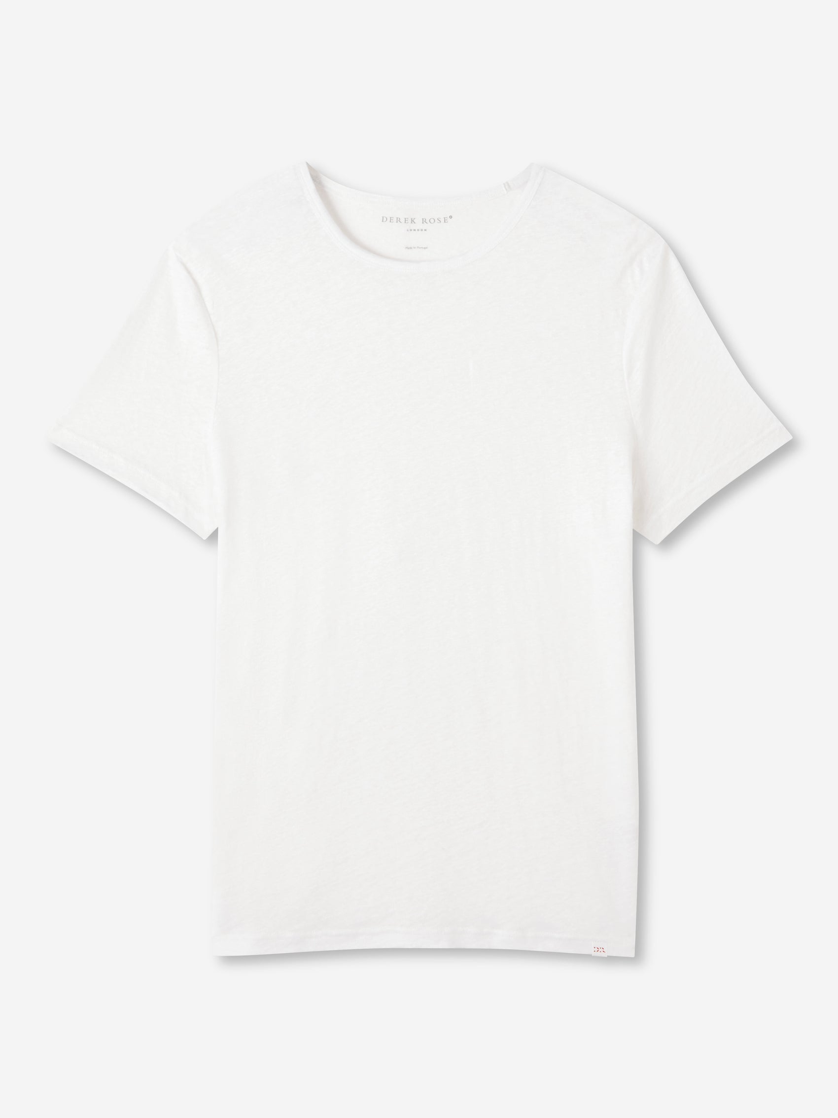 Men's White Pure Linen Short Sleeve T-Shirt | Derek Rose
