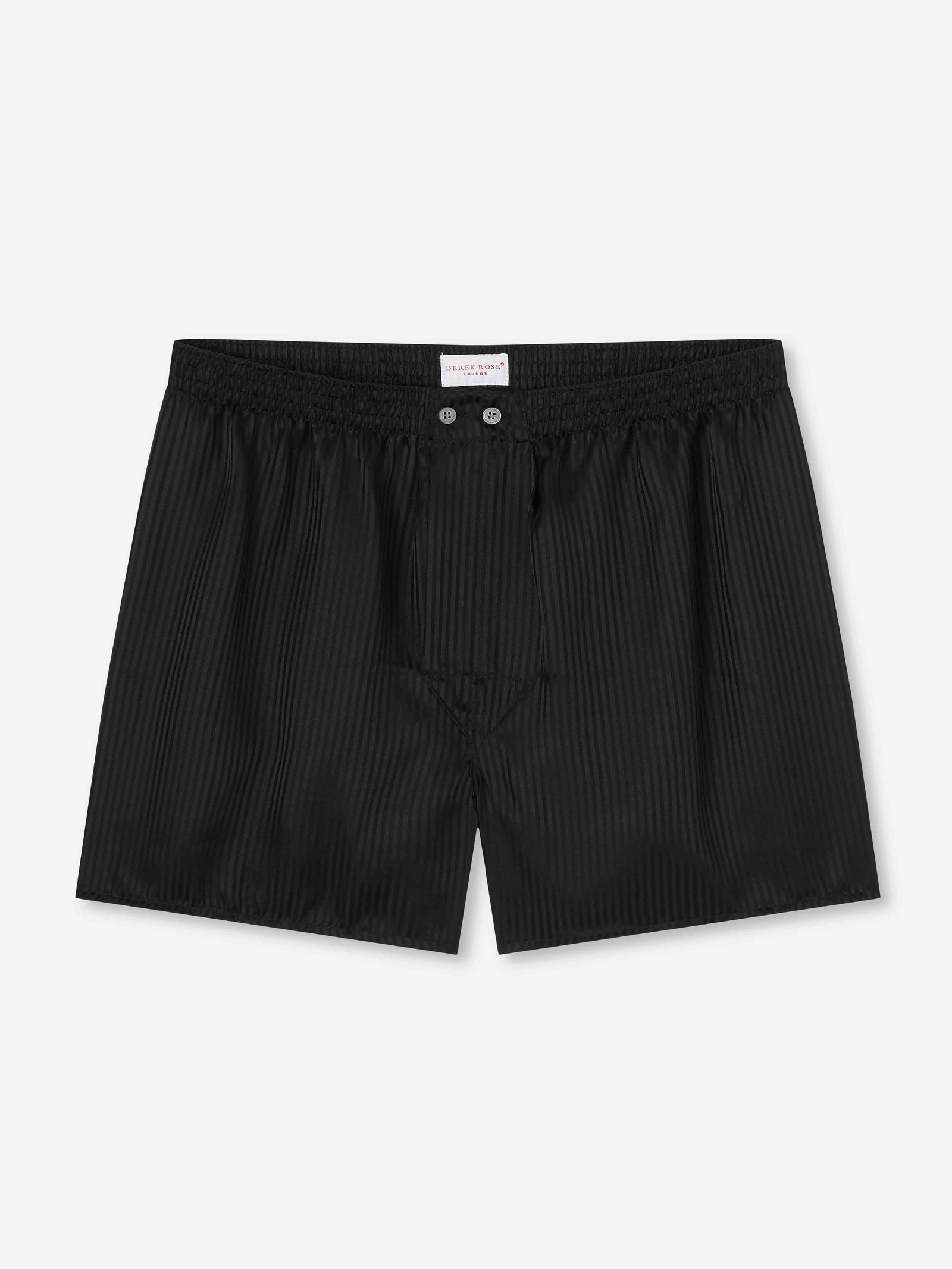 Mens Boxer Shorts Woburn Pure Silk Black | Derek Rose