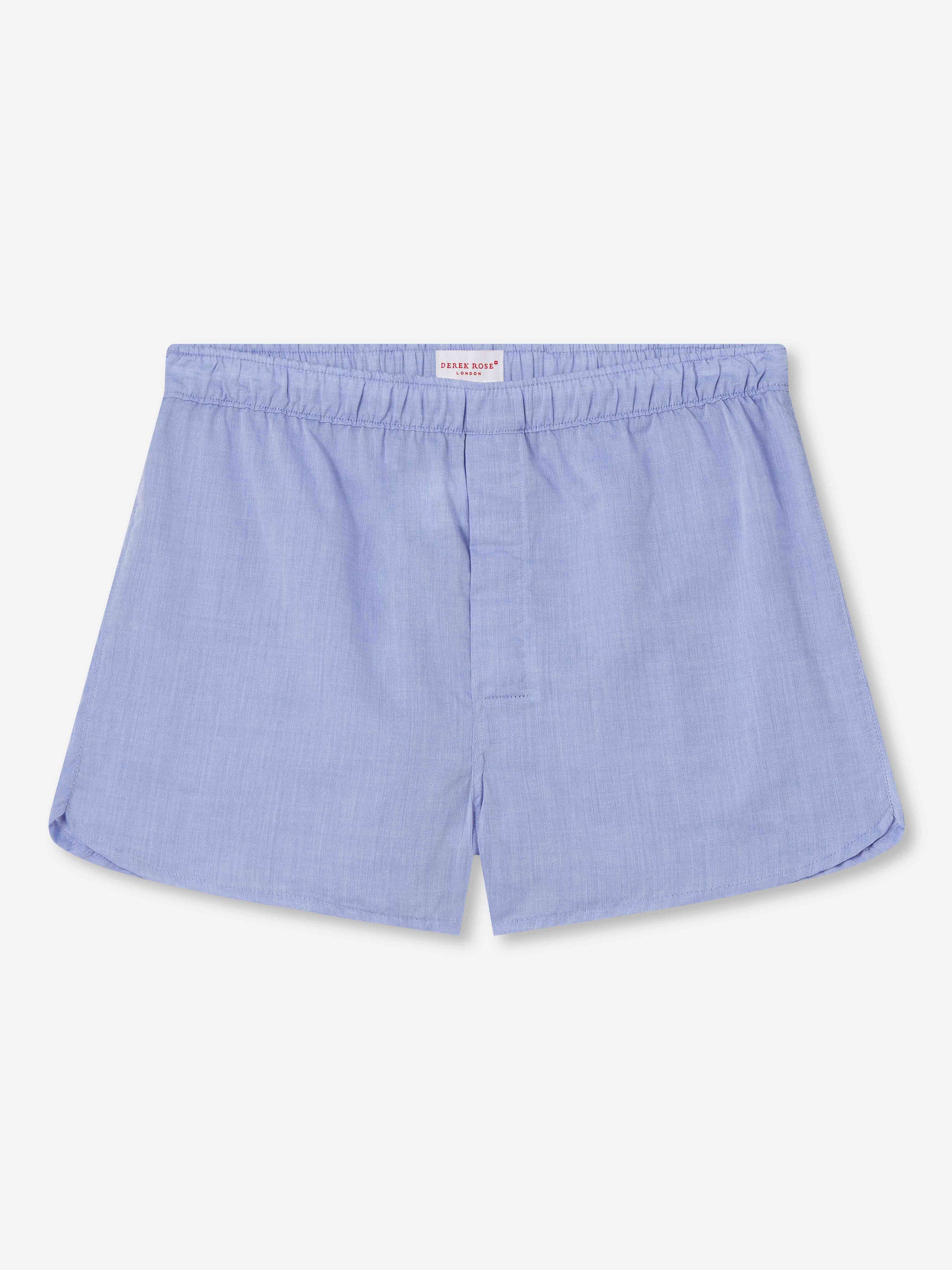 Mens Modern Fit Boxer Shorts Amalfi Pure Cotton Blue | Derek Rose